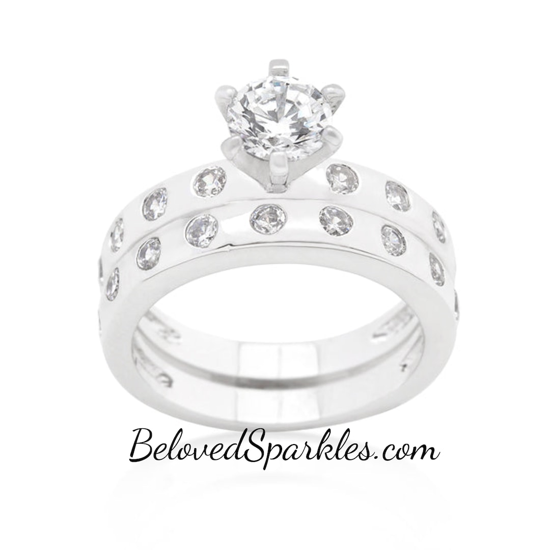 Lorenza 6mm 1ct Round CZ Bezel Set Cubic Zirconia 3ct Engagement ...