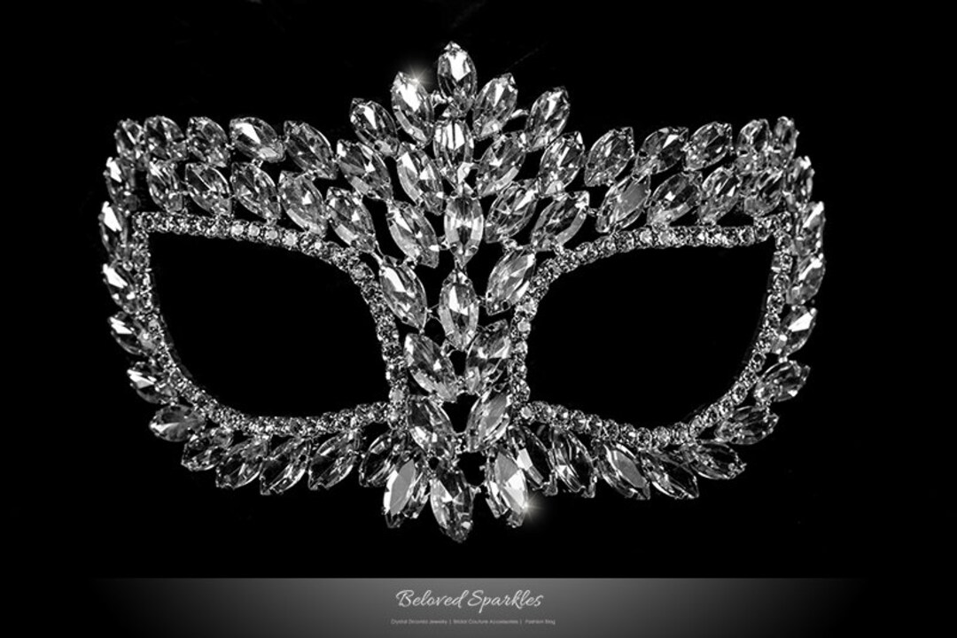 Drina Marquise Cluster Masquerade Crystal Mask, Venetian Mask, Mardi ...