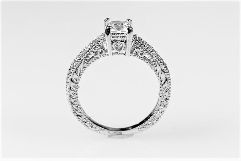 Lupe .5ct Princess Cut CZ Filigree Engagement and Wedding Ring Set-2ct ...