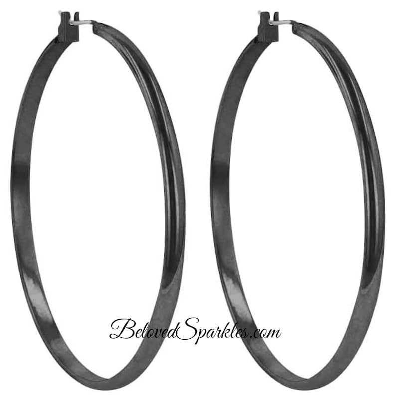 Black Hoop Earrings - Etsy