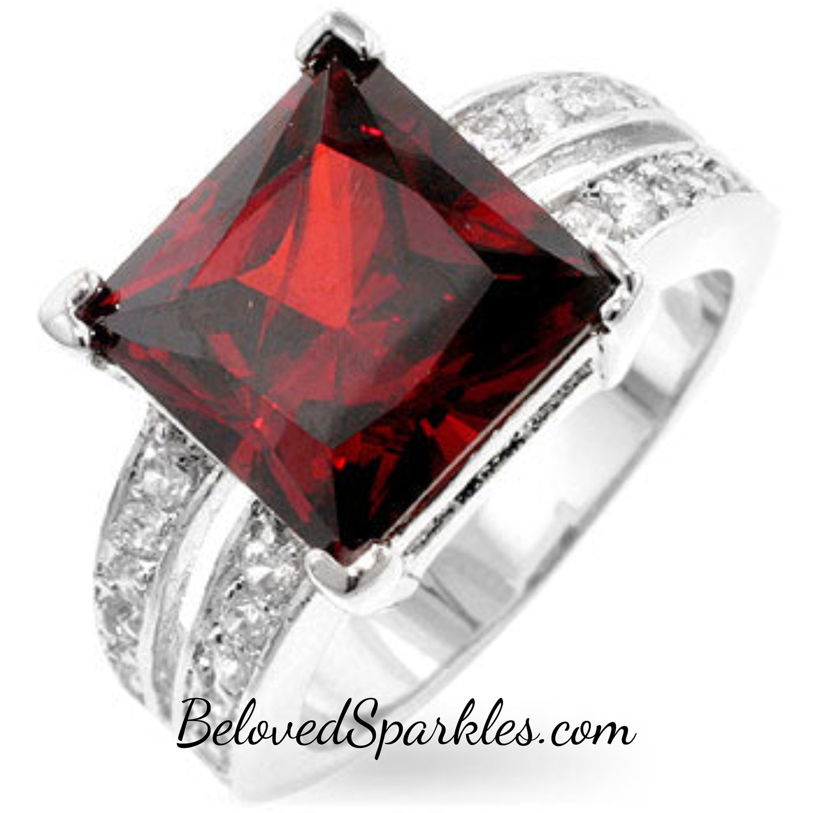 Lola 11mm Ruby Red 7.5ct Princess Cut Solitaire CZ Engagement - Etsy
