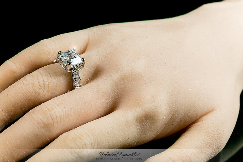 Lidia 4ct Asscher Cut Cubic Zirconia 5 5ct Engagement Ring 5 5 Etsy