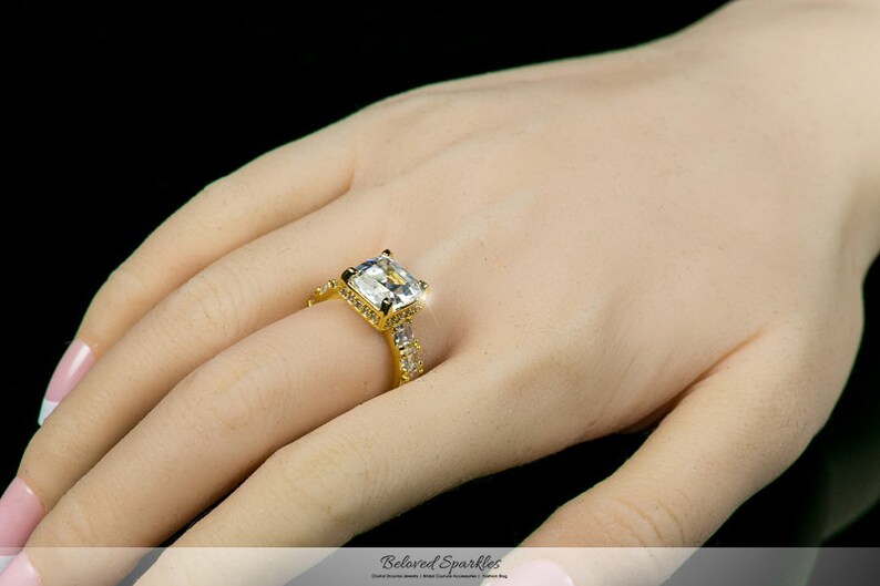 Lidia 9 5mm 4ct Asscher Cut 6ct Cubic Zirconia Gold Engagement Etsy