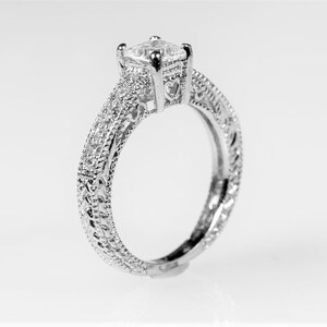 Lupe .5ct Princess Cut CZ Filigree Engagement and Wedding Ring Set-2ct ...