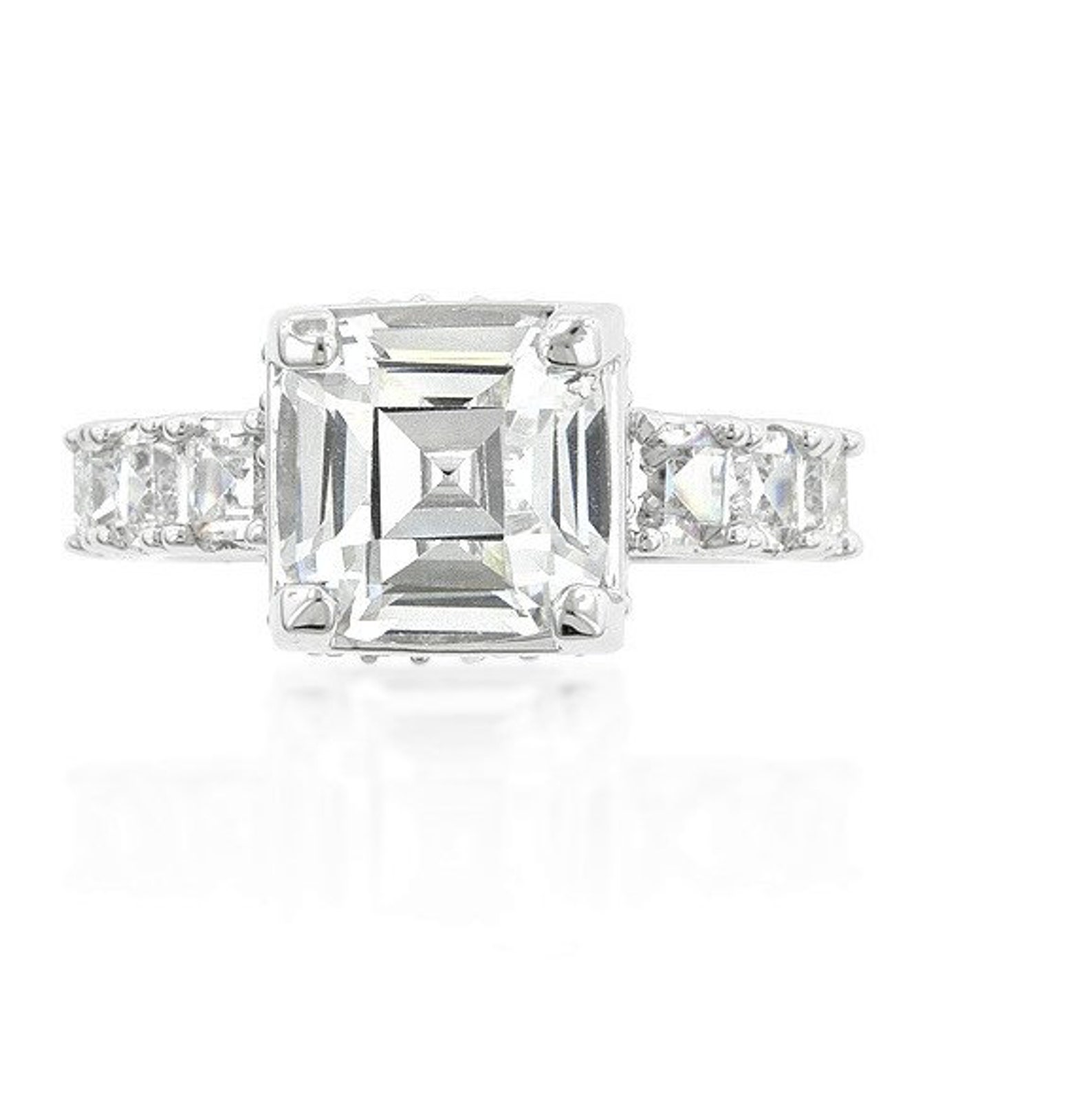Lidia 4ct Asscher Cut Cubic Zirconia 5 5ct Engagement Ring 5 5 Etsy