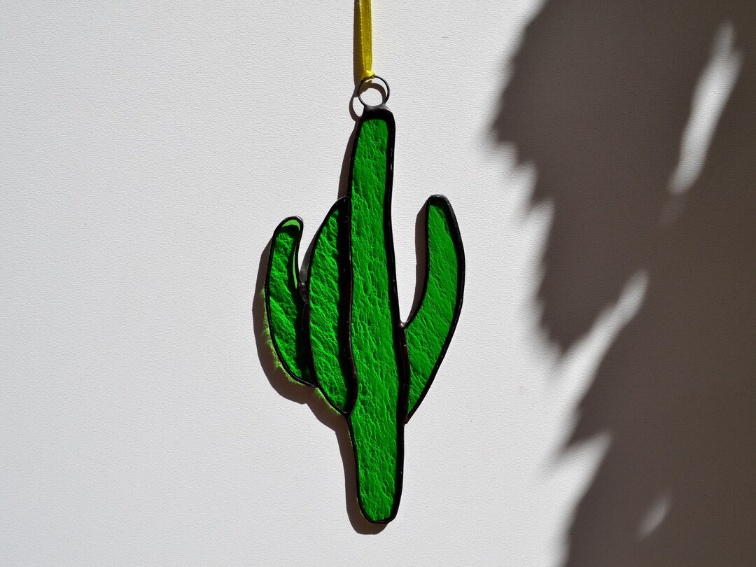 Stained Glass Cactus Suncatcher Window Hanging Cacti Plant Sun Catcher ...