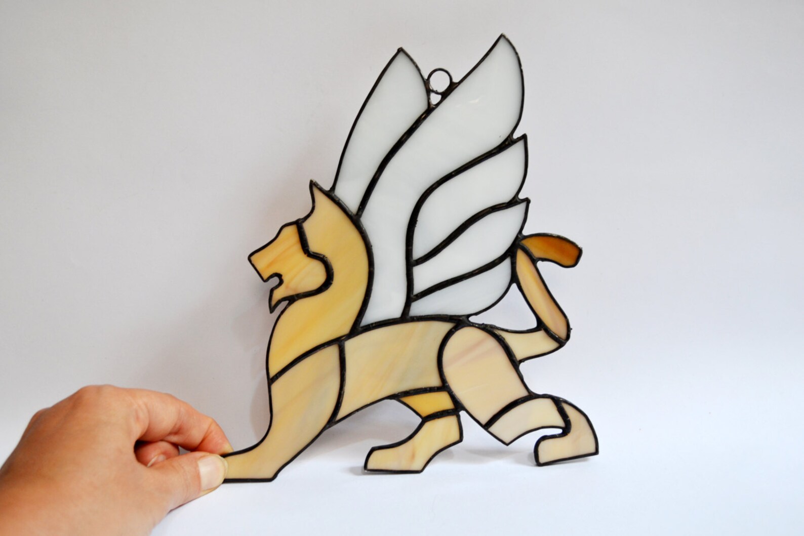 Winged Lion Stained Glass Suncatcher Griffin Decoration - Etsy