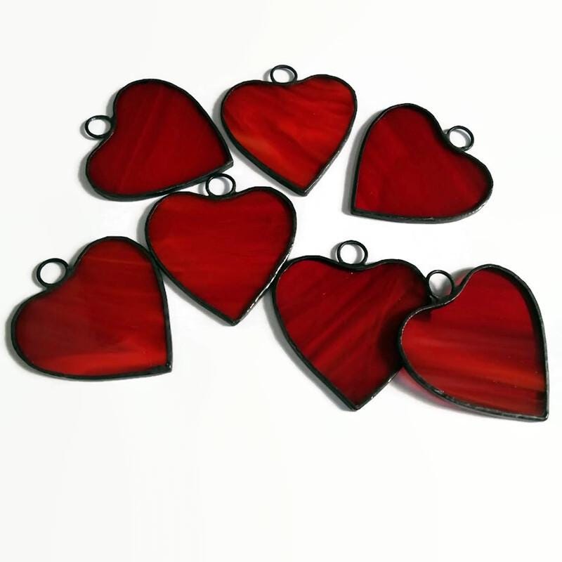Mini Hanging Glass Hearts - Etsy