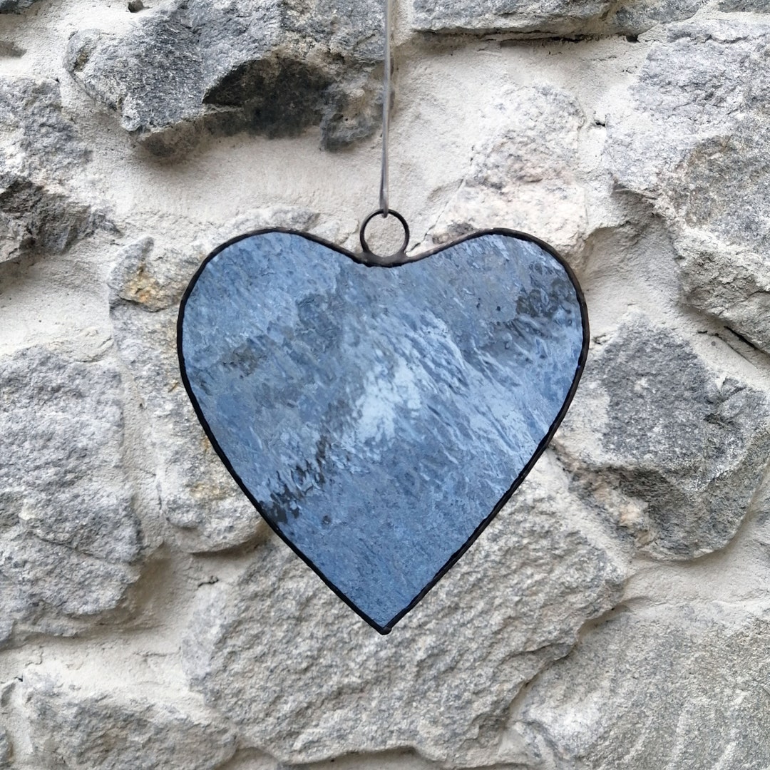 Blue Heart Stained Glass Suncatcher Window Hanging or Wall Decor. I ...