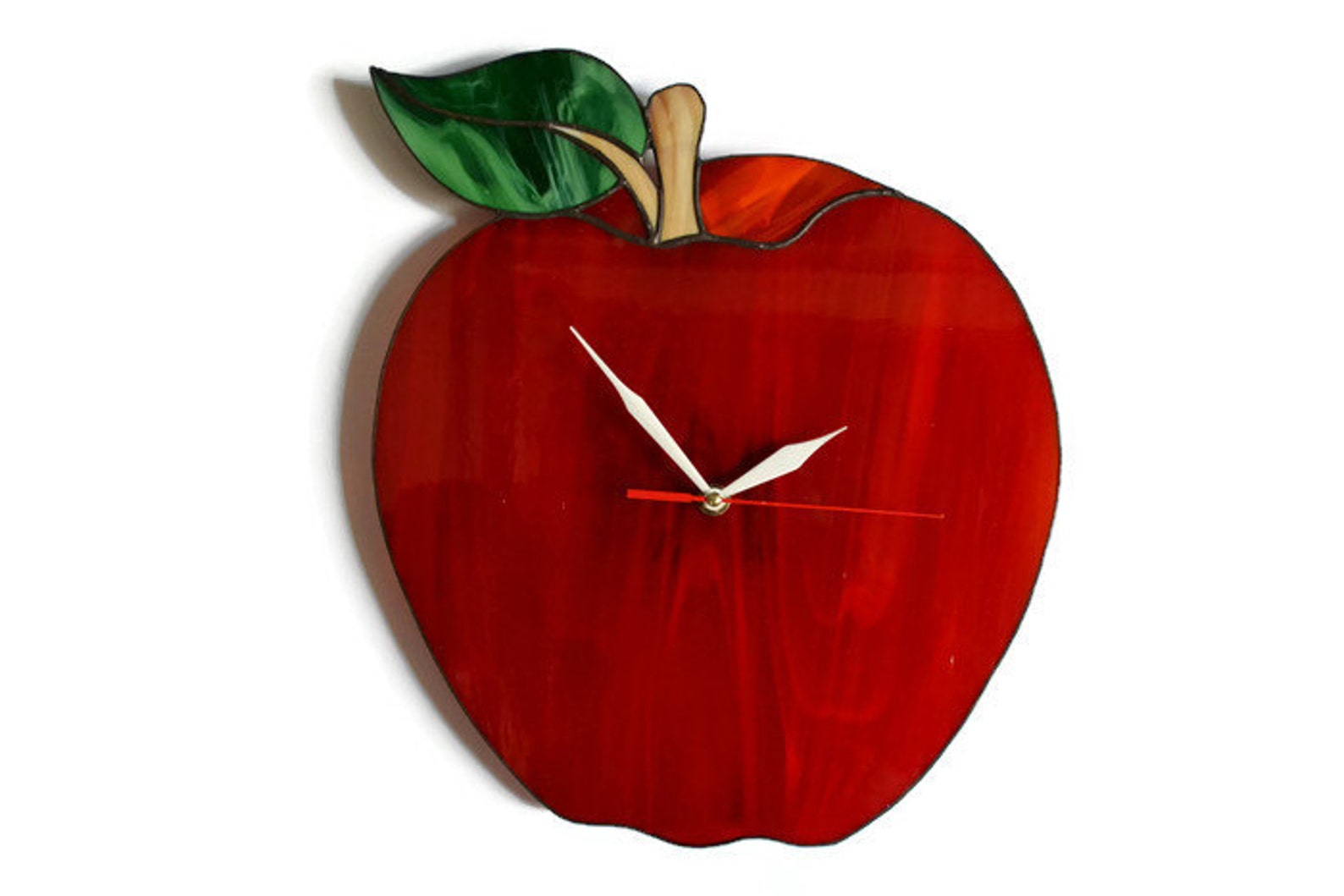 Red Apple Wall Clock Large Apple Clock Modern Kitchen Wall | Etsy