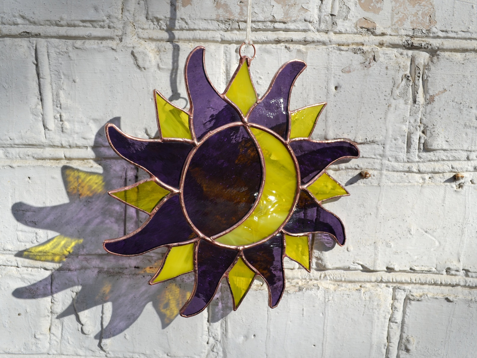 Sun and Moon Stained Glass Suncatcher for Window Hanging - Etsy