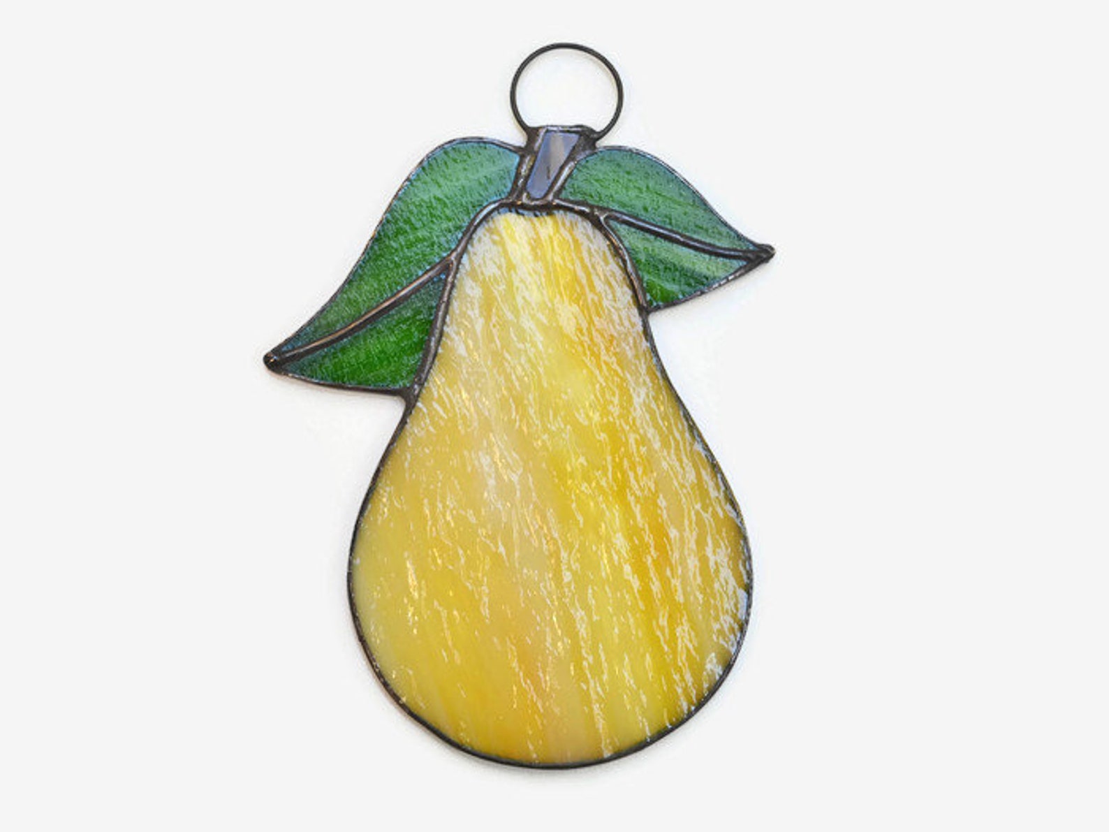 Pear Stained Glass Suncatcher Window Hanging Yellow Fruit - Etsy