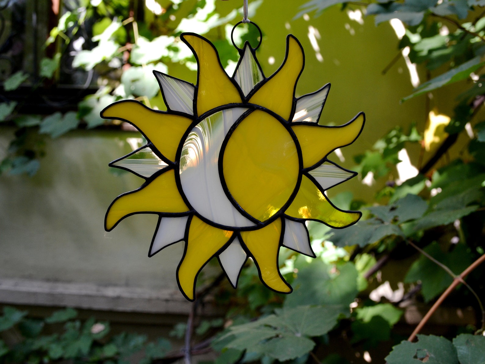 Sun and Moon Stained Glass Suncatcher. Stained Glass Sun and - Etsy