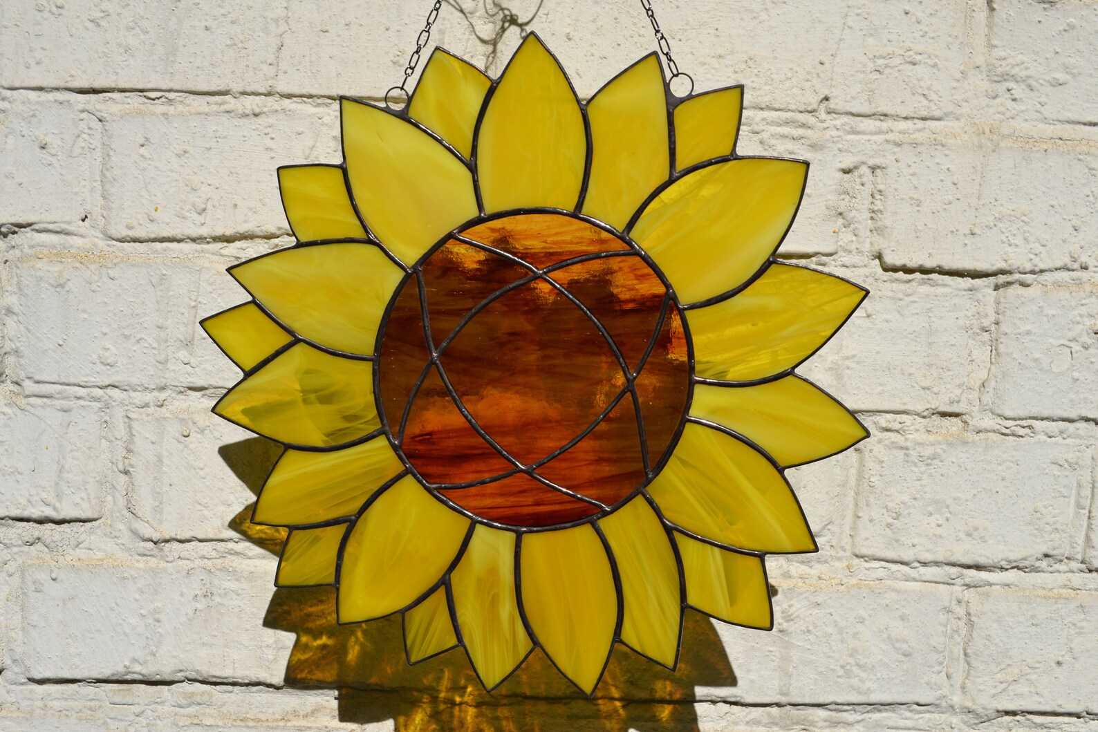 Large Yellow Sunflower Stained Glass Suncatcher Window Hanging - Etsy