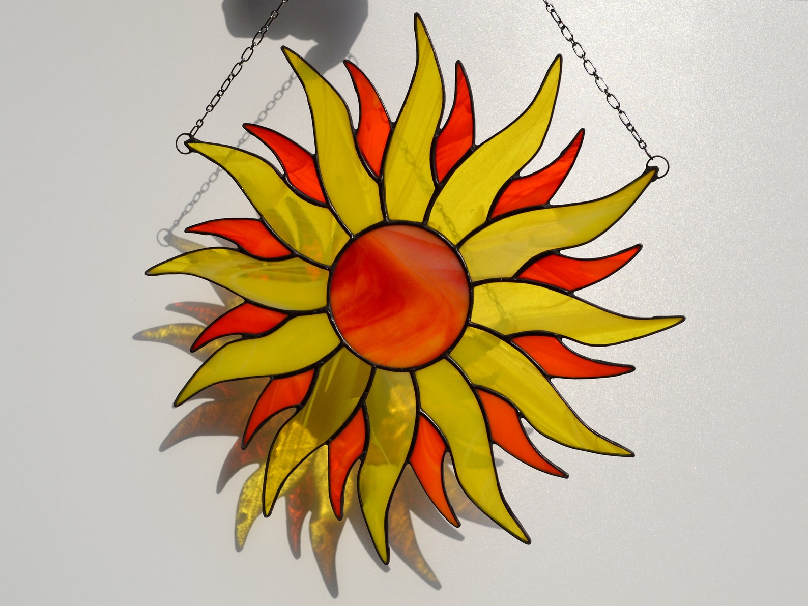 Stained Glass Sun Suncatcher Panel 12 Inch Sunshine Sun - Etsy UK