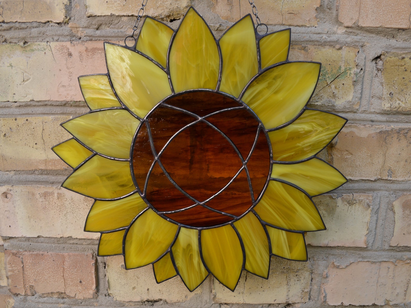 Large Yellow Sunflower Stained Glass Suncatcher Window Hanging - Etsy