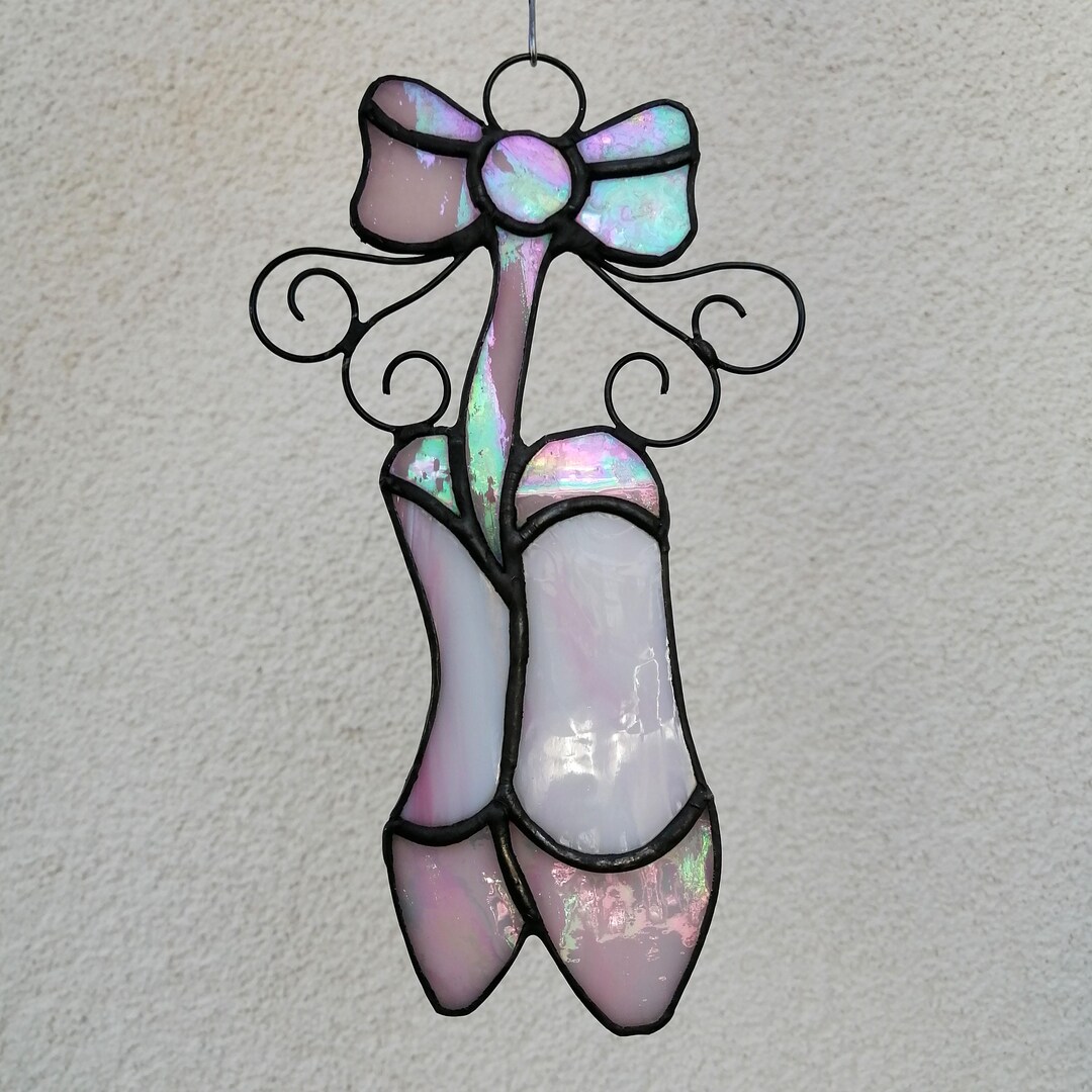 Ballerina Shoes Stained Glass Suncatcher Window Hanging & Wall Decor ...