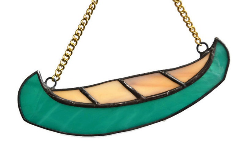 Stained Glass Canoe Suncatcher Window Hanging Or Wall Decor Etsy