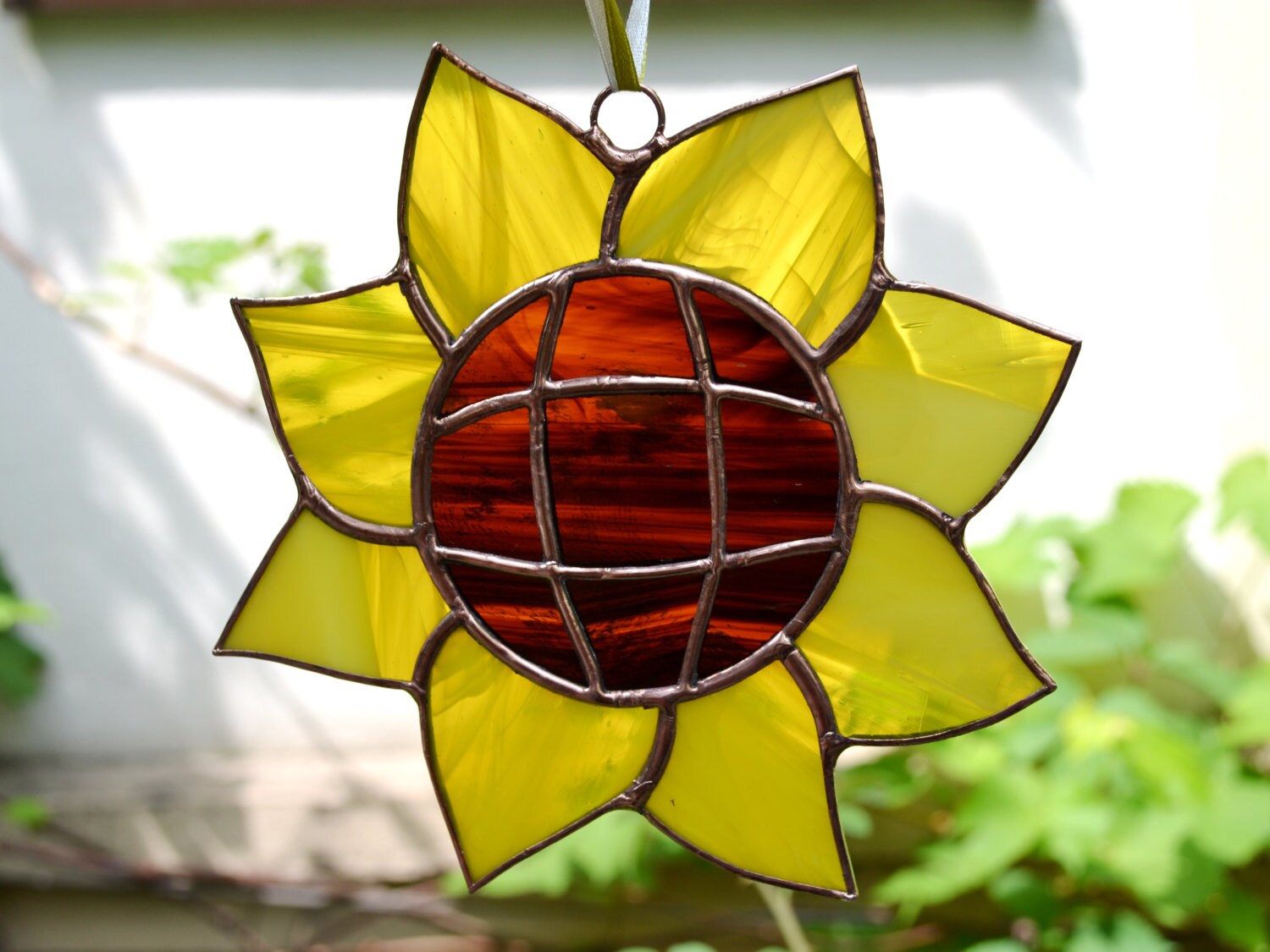 Stained Glass Sunflower Suncatcher Sunflower Stained Glass Etsy
