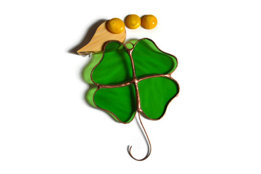 Stained Glass Clover Suncatcher Good Luck Shamrock St - Etsy