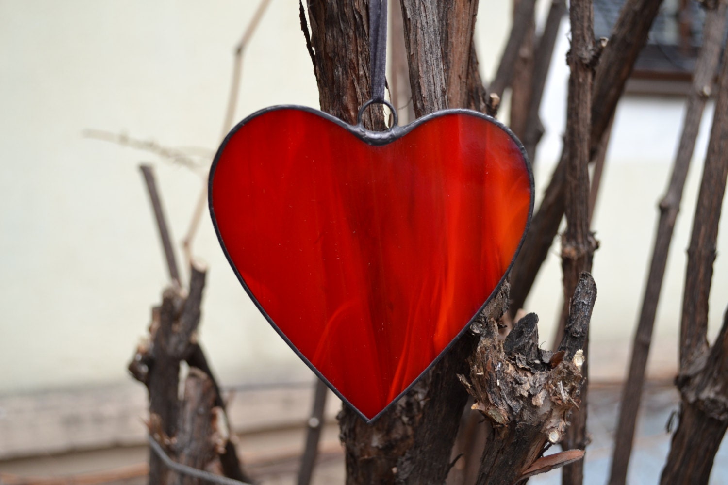 Red Heart Stained Glass Window Hangings. Stained Glass Heart - Etsy