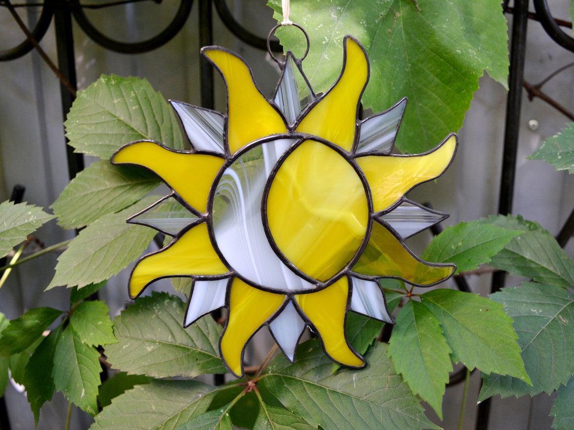 Sun and Moon Stained Glass Suncatcher. Stained Glass Sun and - Etsy