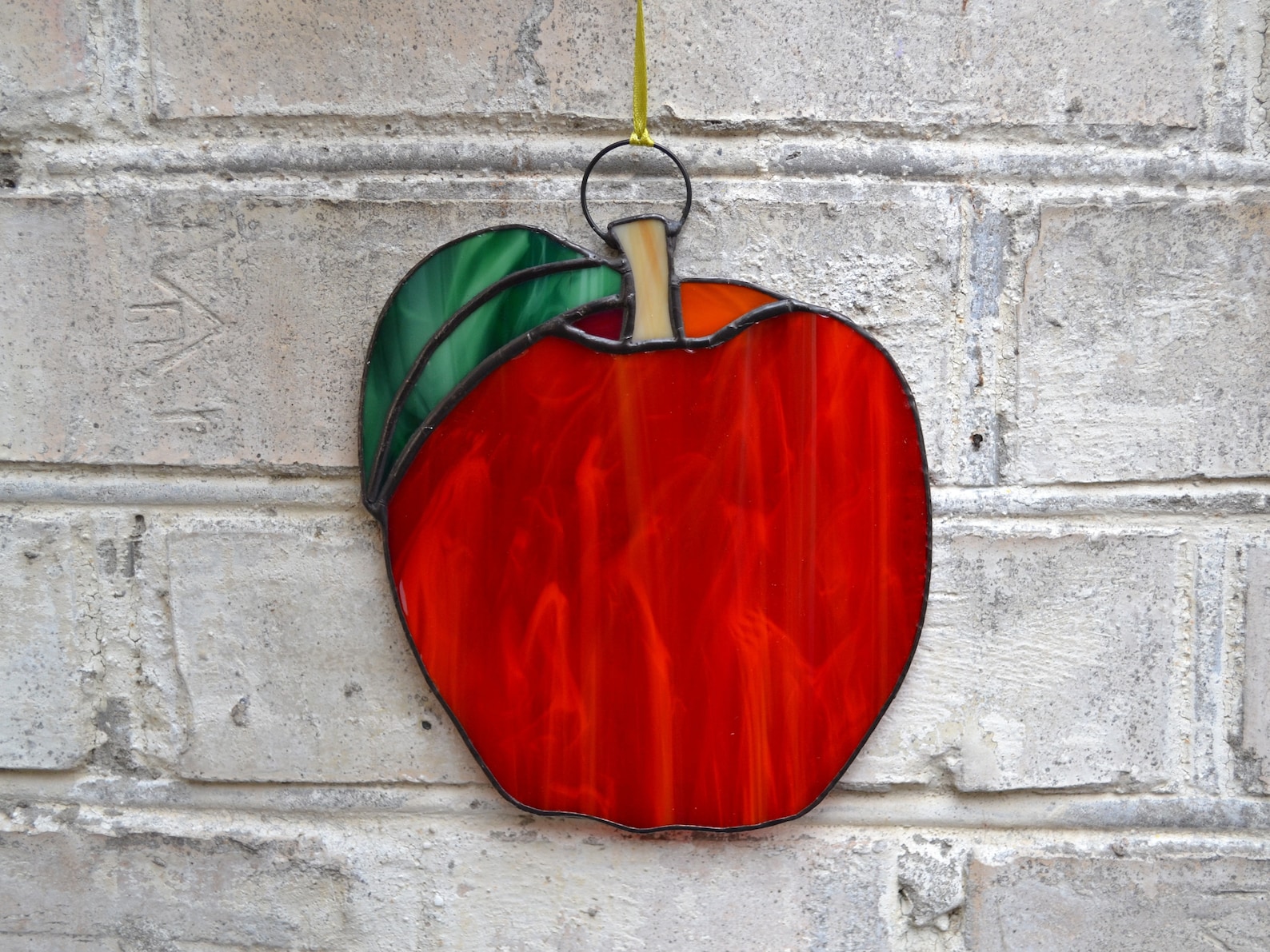Red Apple Stained Glass Suncatcher Window Hanging or Wall - Etsy