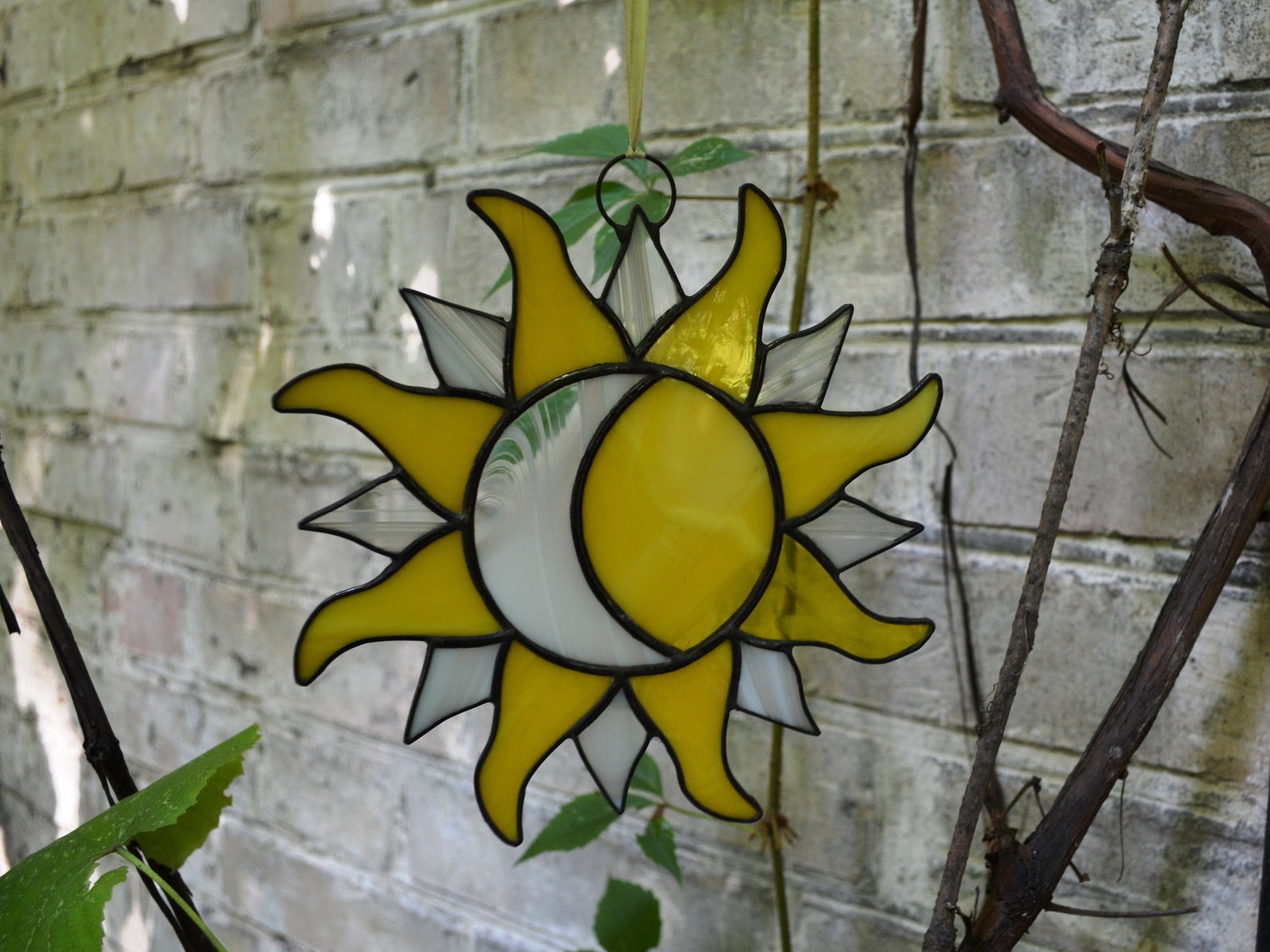 Sun and Moon Stained Glass Suncatcher. Stained Glass Sun and - Etsy