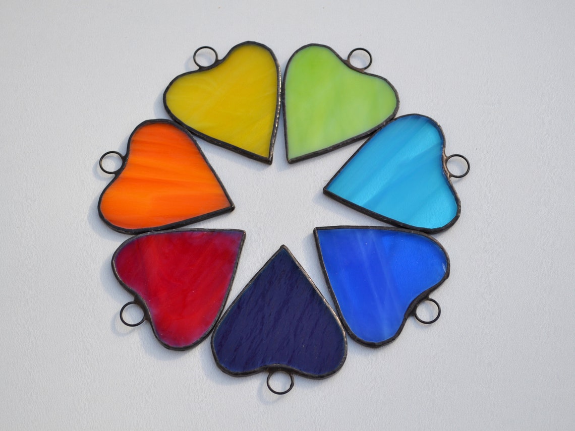 Little Rainbow Hearts Stained Glass Favors Set | Etsy