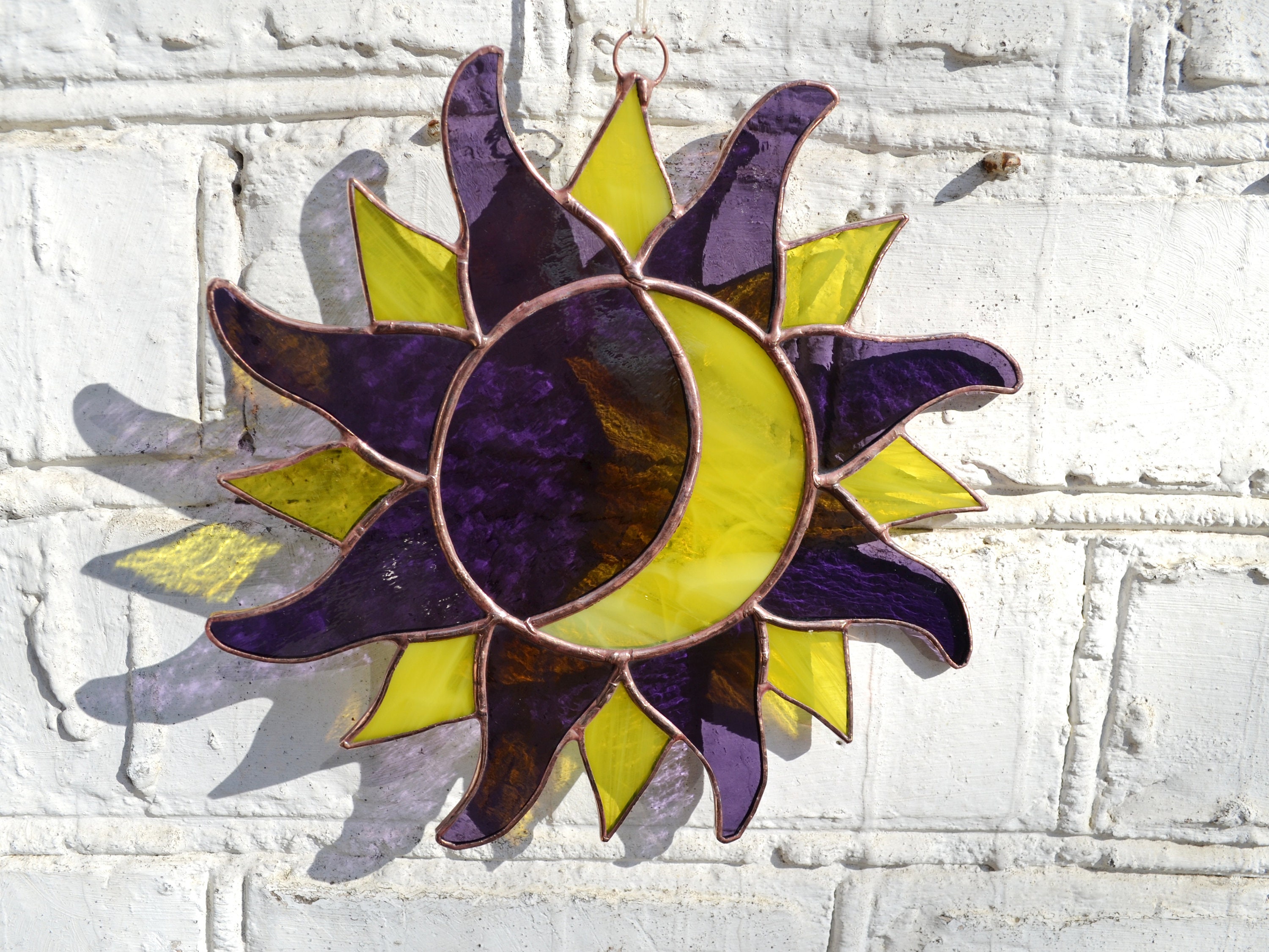 Sun and Moon Stained Glass Suncatcher Stained Glass Window | Etsy