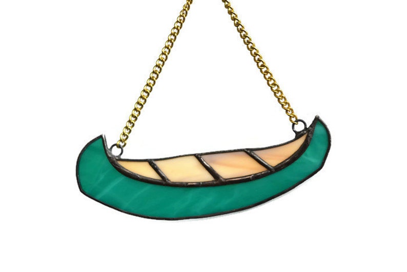 Stained Glass Canoe Suncatcher Window Hanging Or Wall Decor Etsy