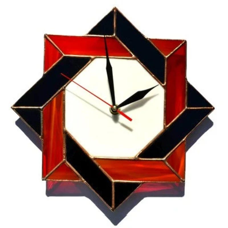 Red Wall Clock - Etsy