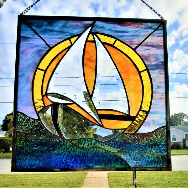 Stained Glass Sailboat Pattern - Etsy