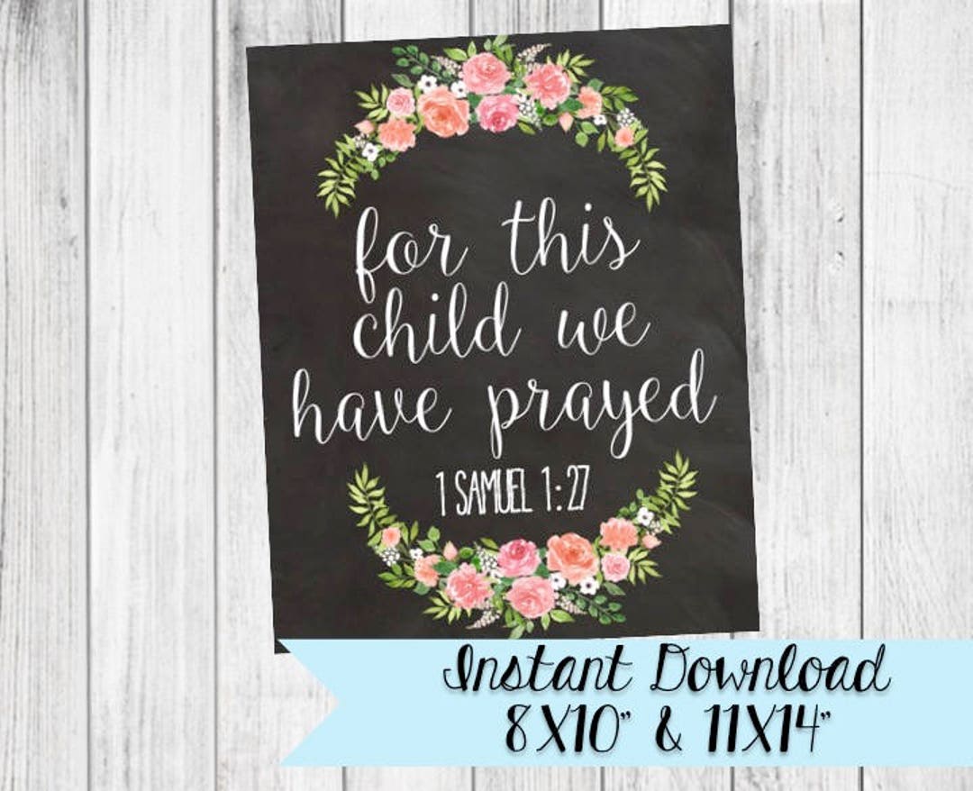 For This Child We Have Prayed Bible Verse Nursery Wall Art Instant ...
