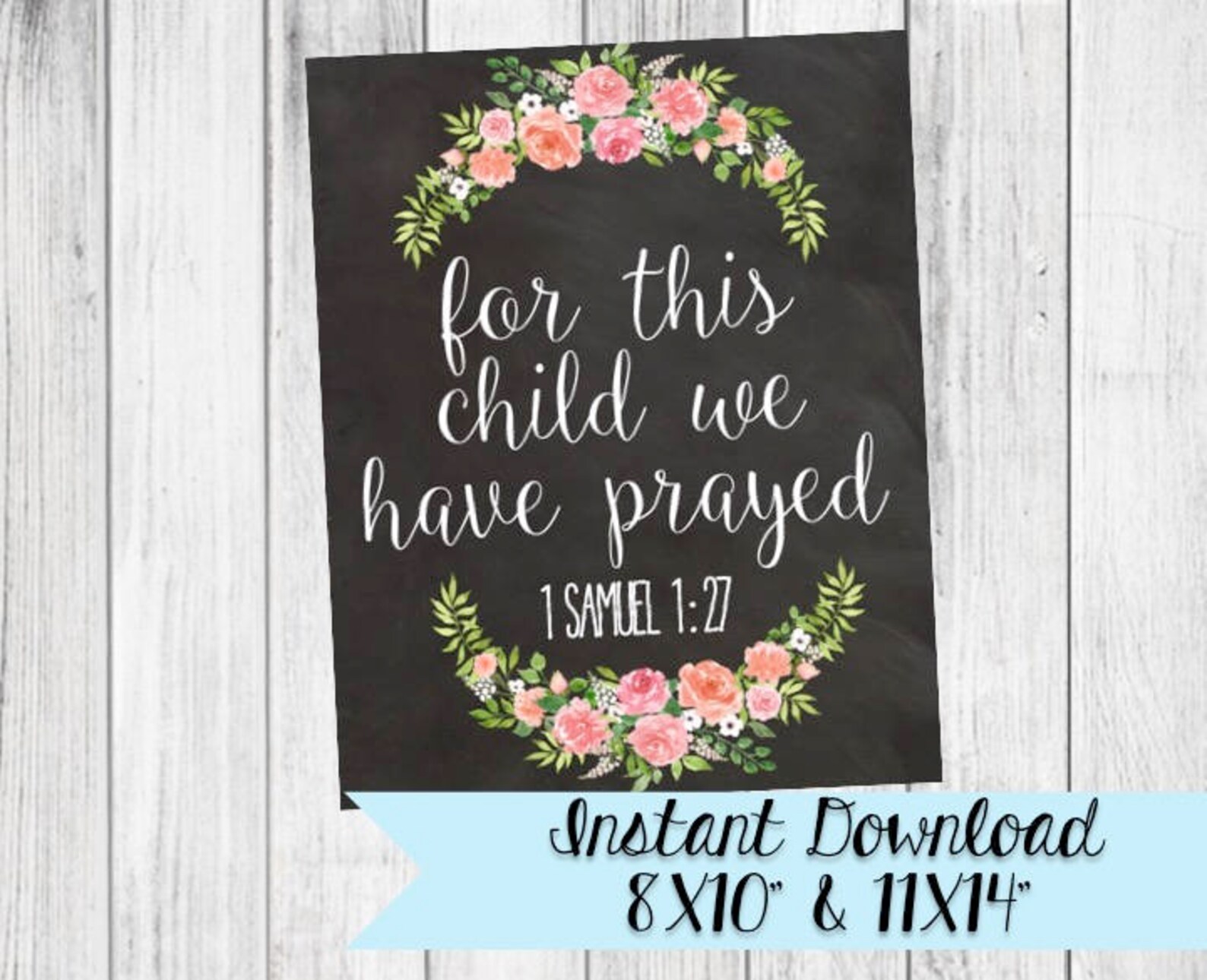 For This Child We Have Prayed Bible Verse Nursery Wall Art Instant ...
