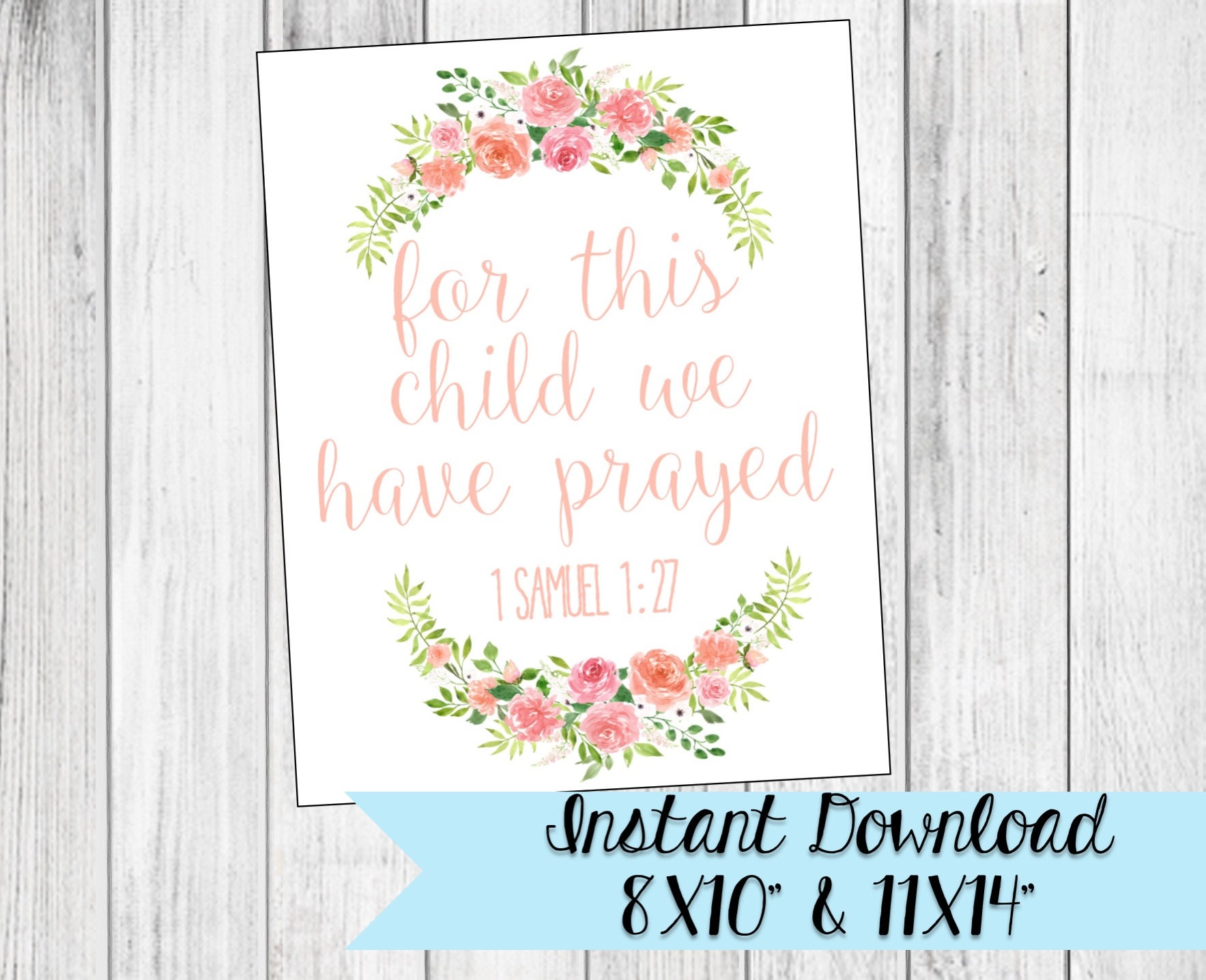 For This Child We Have Prayed Bible Verse Nursery Wall Art Instant ...