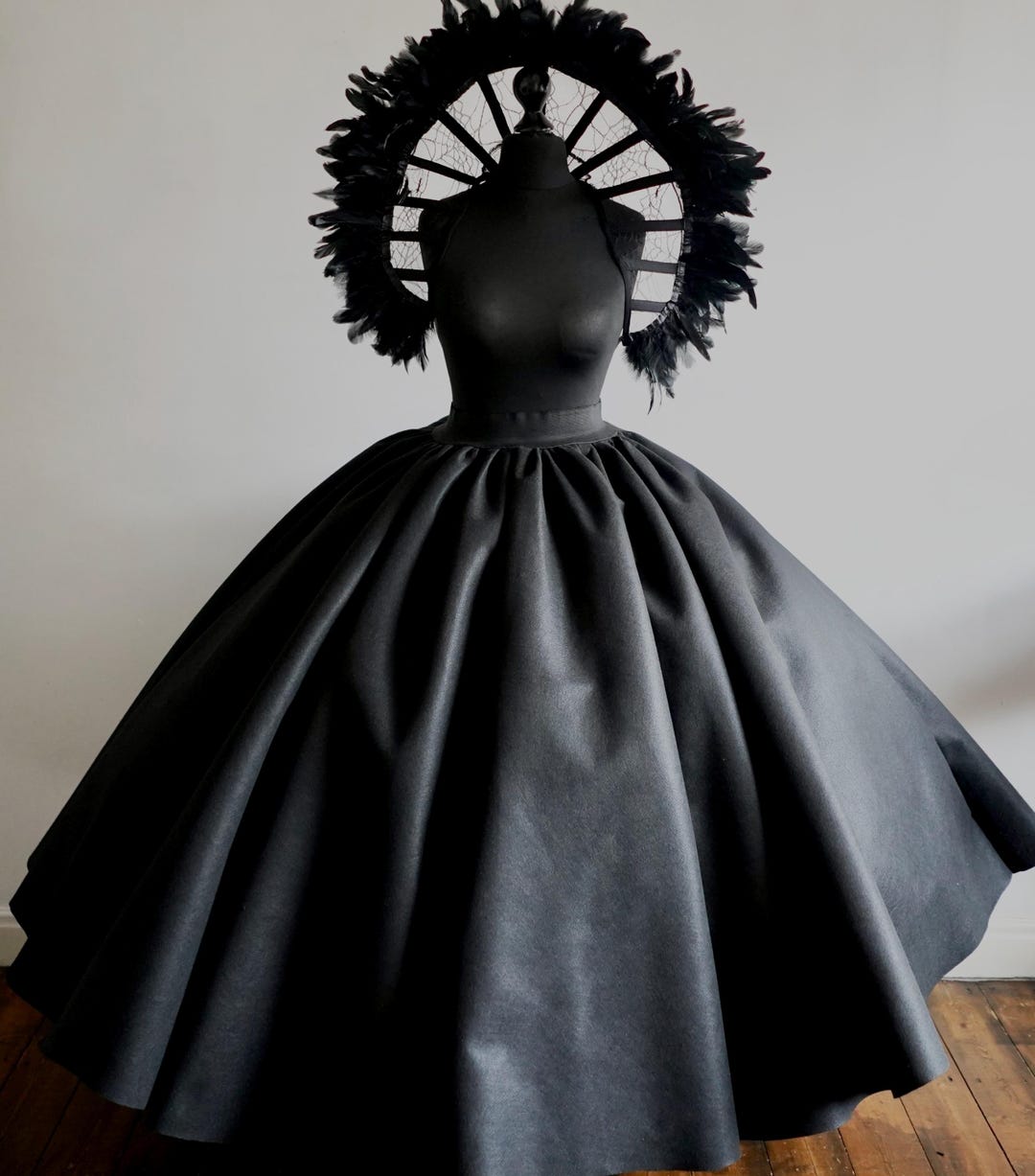 Black Vampire Bride Skirt, Lace Neck Collar, Evil Fancy Dress, Made to ...