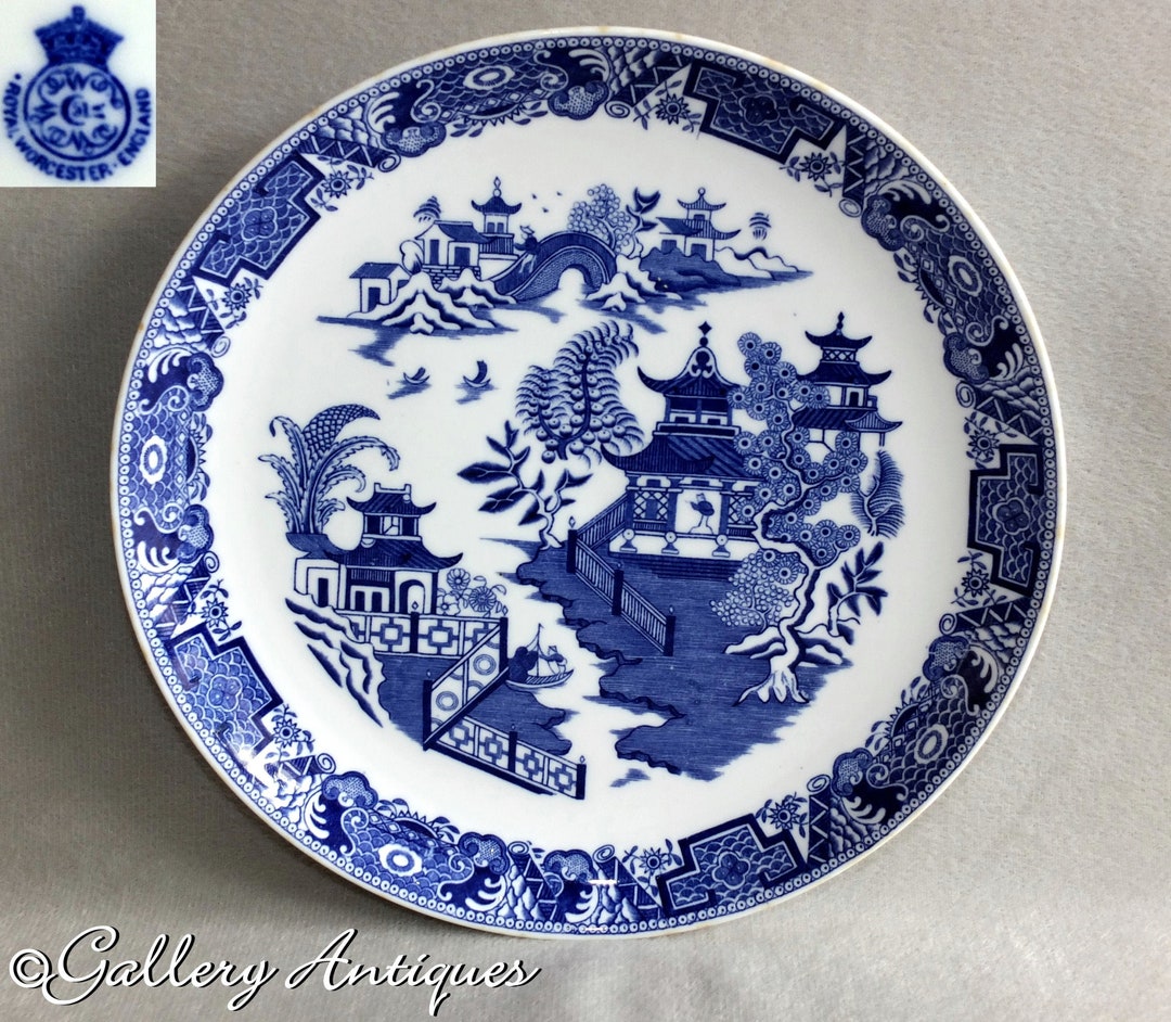 Antique 1892 Victorian Royal Worcester Porcelain Blue & White ...