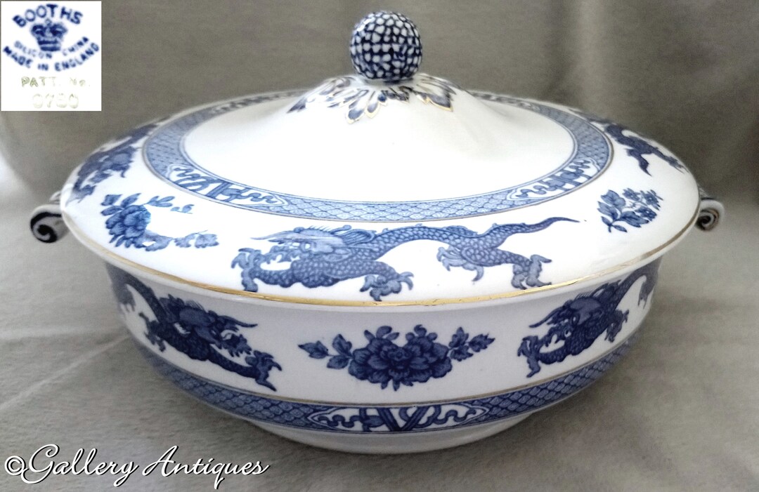 Antique Booths China Blue Dragon Pattern Lidded Tureen Pattern - Etsy