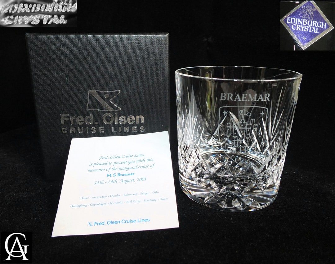 Vintage Fred Olsen Crystal Cut Glass Whisky Tumbler for Braemar Cruise ...