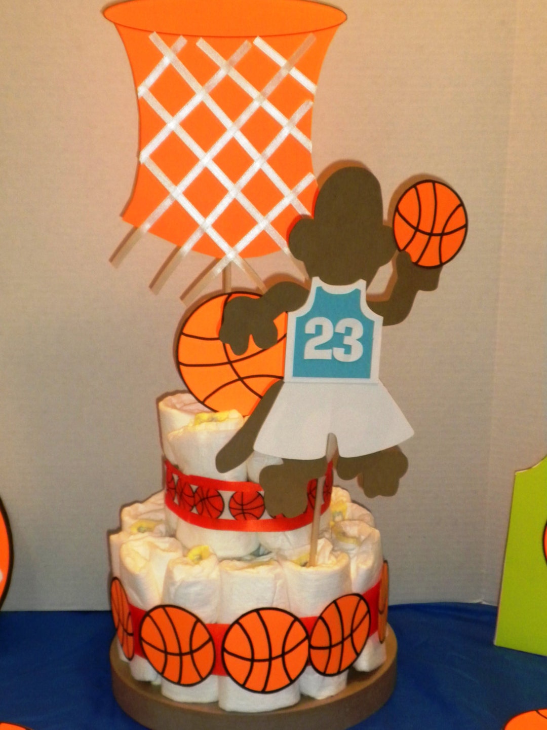 Monkey Basketball Diaper Cake, Baby Shower Centerpiece - Etsy