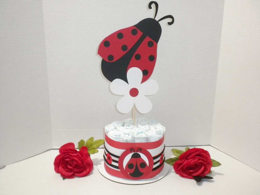 Ladybug Diaper Cake, Mini Diaper Cake, Baby Shower, Baby Diaper Cake ...