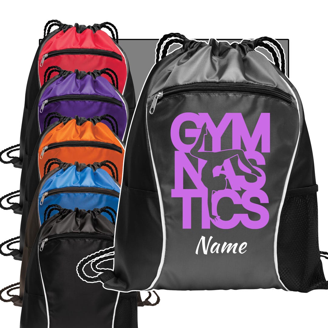 Personalized Gymnastics Drawstring Cinch Bag - Custom Name Sport ...