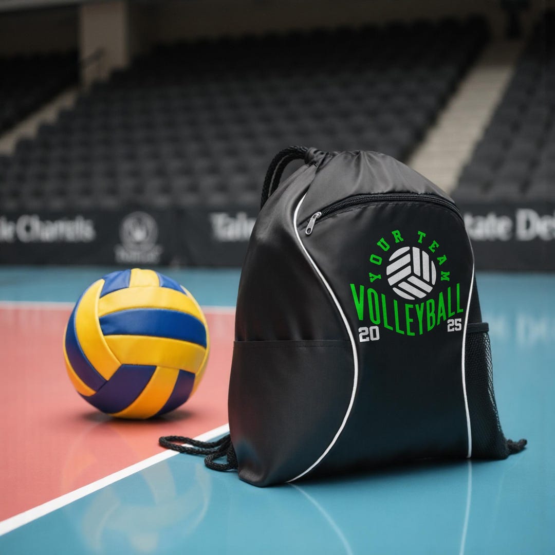 Custom Volleyball Drawstring Cinch Bag Backpack - Lightweight & Durable ...