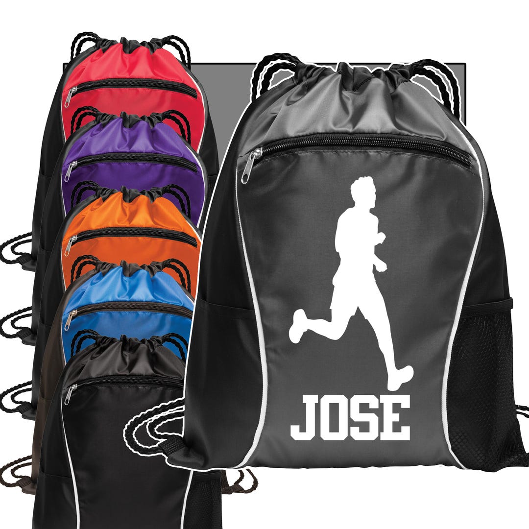 Personalized Track & Field Drawstring Cinch Bag - Custom Sport Backpack ...