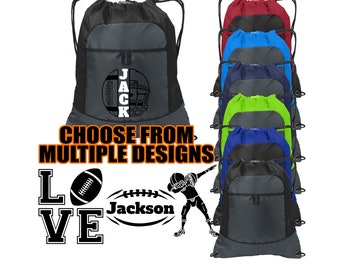 Personalised American Football Drawstring Bag Custom PE Gym Sports Bag ...