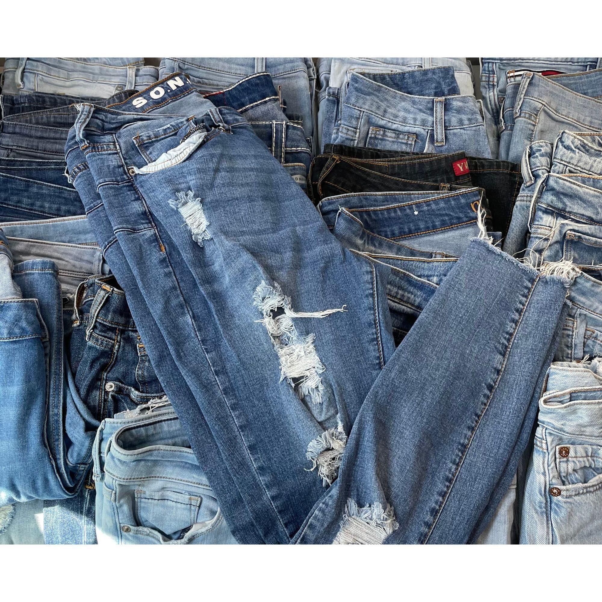 8 Pairs of Denim Blue Jeans Assorted Scrap Crafts Quilting DIY Upcycle ...