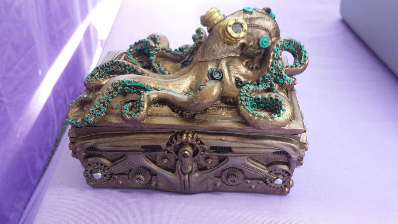 STEAMPUNK Octopus Treasure Box Trinket Box Jewelery Box - Etsy