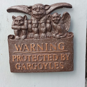 Gargoyle Wall Plaque "warning Protected by Gargoyles" - Etsy