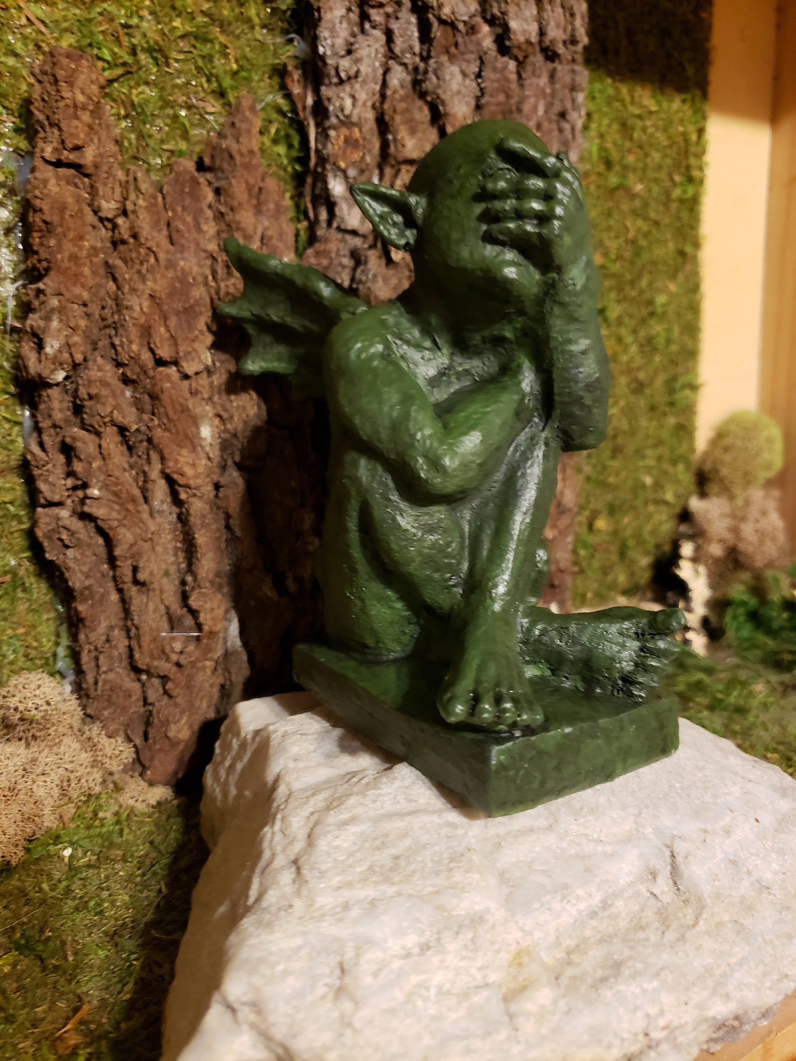 Hand Painted Resin Gargoyle Statue, Gothic Garden Decor - Etsy